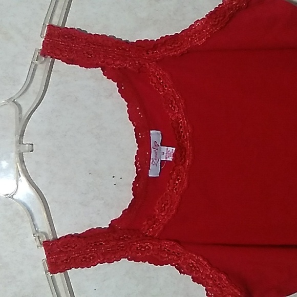 Zena | Tops | Zena Red Tank Top With Red Lace Size Medium | Poshmark